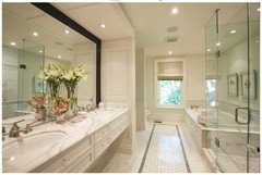 Two separate bathroom vanities -- what to do with the space between?