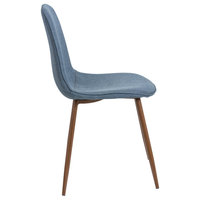 LumiSource Pebble Dining/Accent Chair, Walnut and Blue, Set of 2 ...