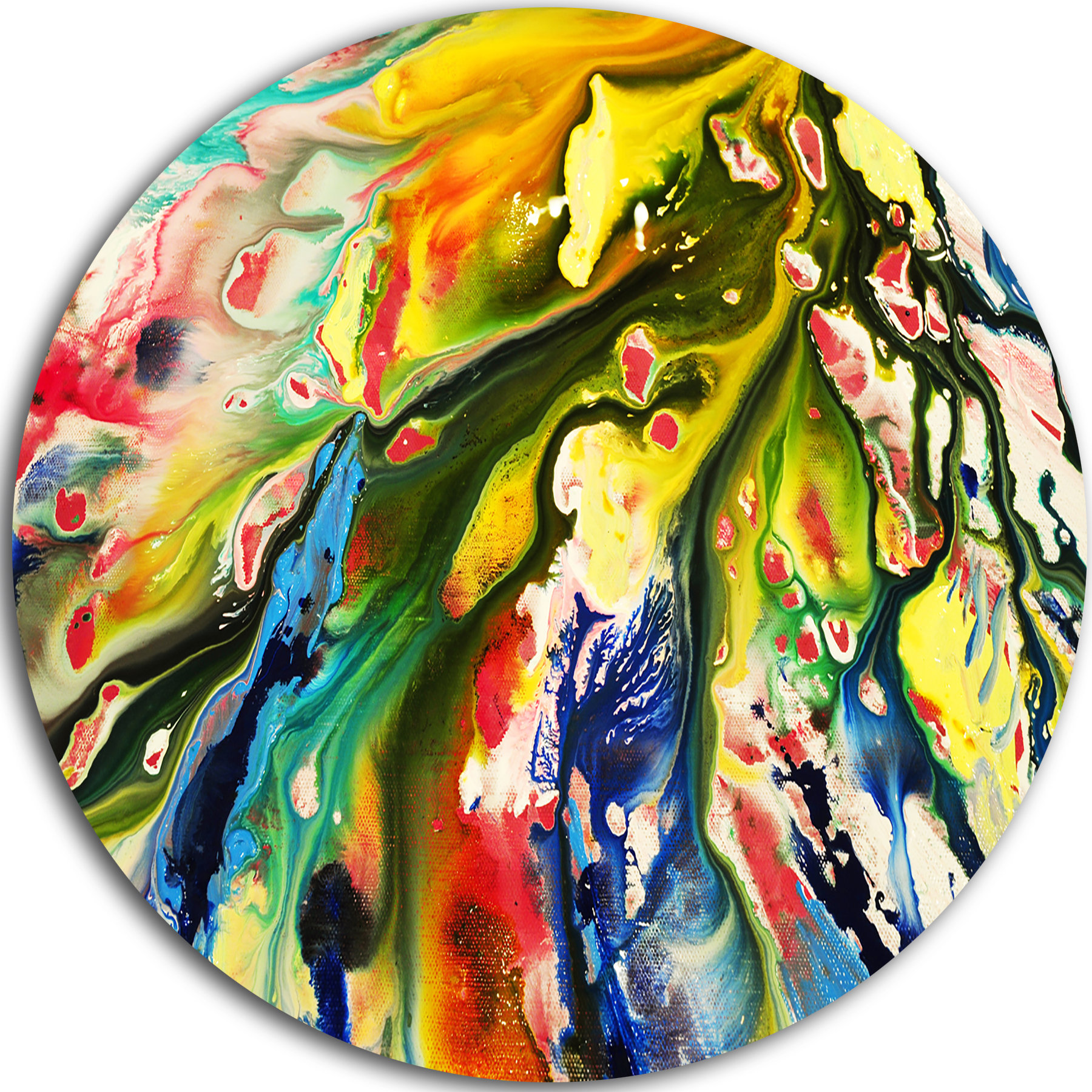 Mixed Oil Color Texture, Abstract Disc Metal Wall Art, Disc of 11 inch ...
