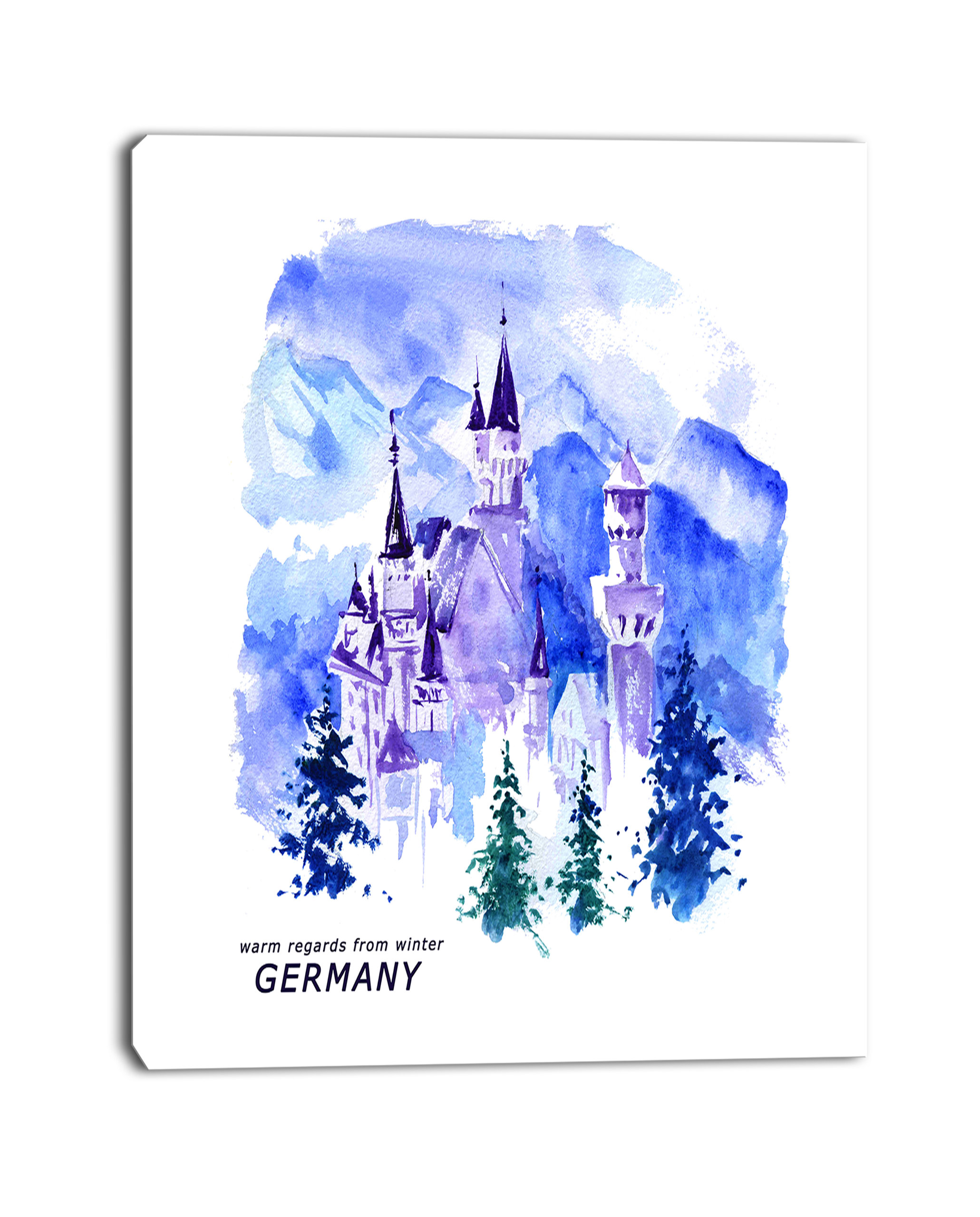 "Germany Watercolor Landscape" Canvas Print, 12"x20" - Contemporary ...
