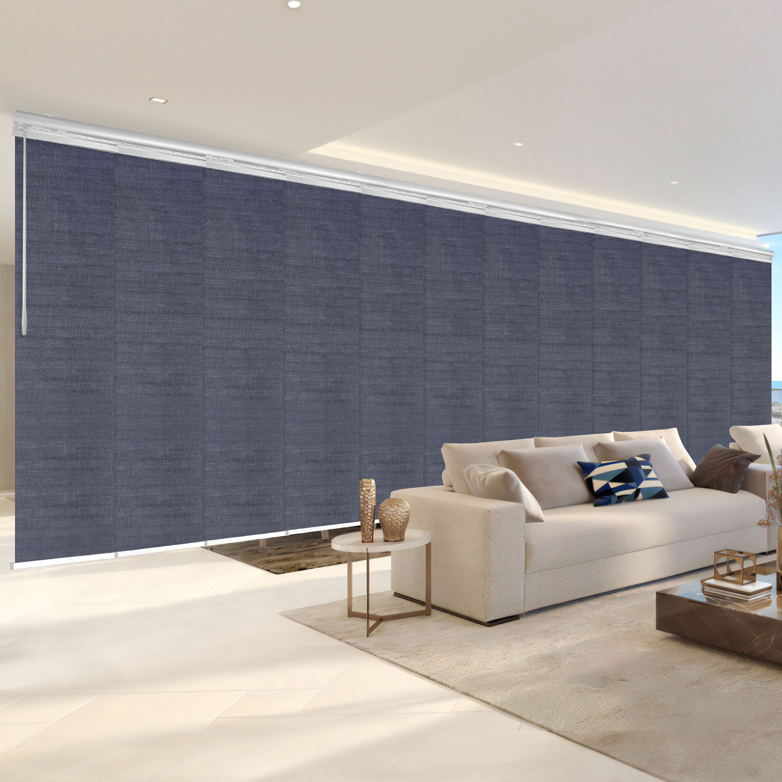 Azure 12-Panel Track Extendable Vertical Blinds 140-260"W, 116" H ...