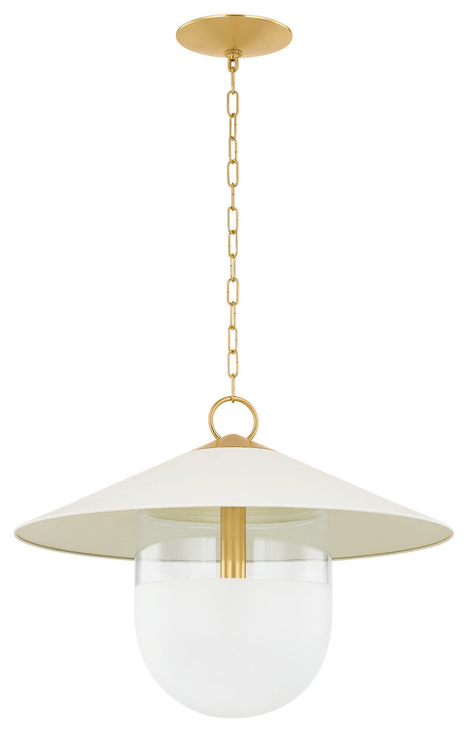 Mitzi Ressi 21" Pendant Aged Brass/Soft Cream, 28 - Transitional ...