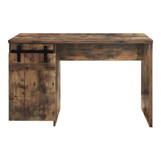 Wooden Writing Desk With Cabinet, Rustic Oak - Rustic - Desks And ...