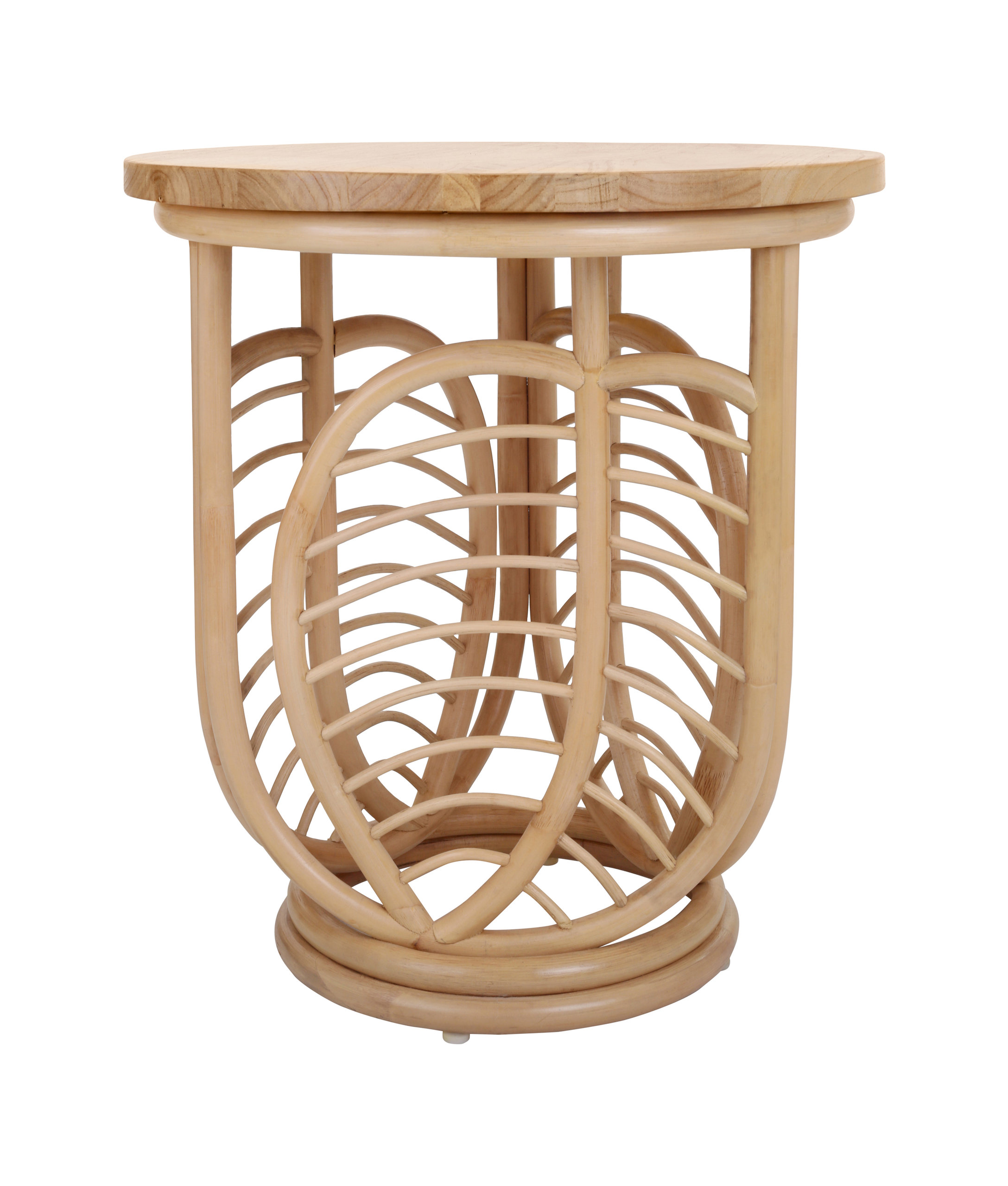 Ayra Rattan Side/End Table With Wood Top - Tropical - Side Tables And ...
