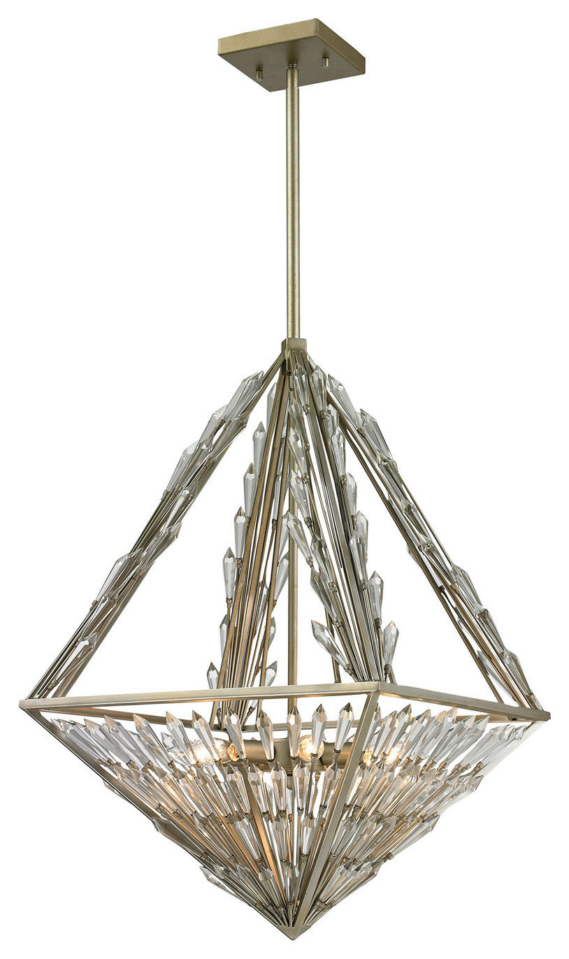 Elk Lighting Viva Natura 6 Light Pendant In Aged Silver - Transitional ...
