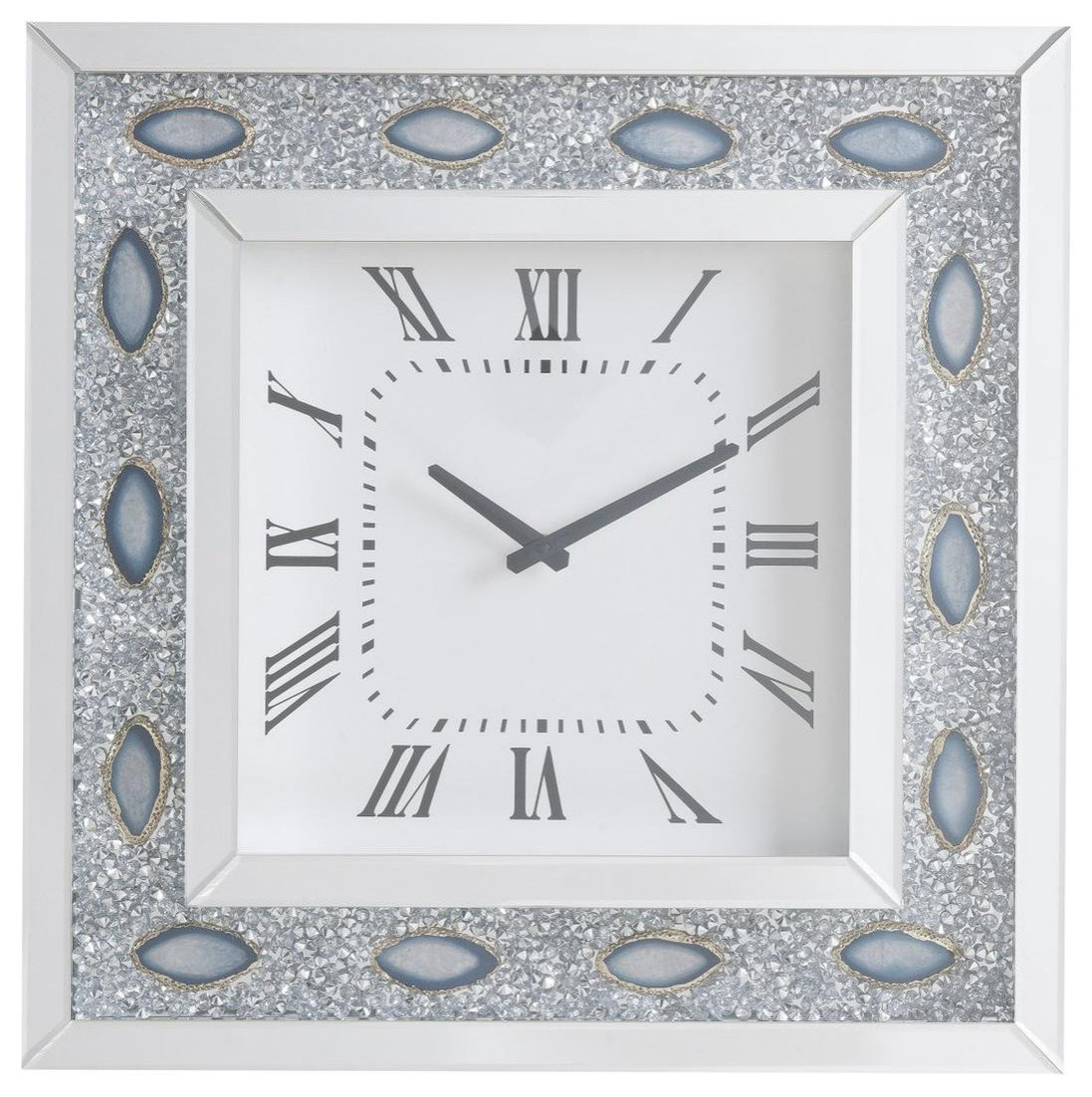 HomeRoots Mirrored And Faux Agate Analog Wall Clock - Contemporary ...