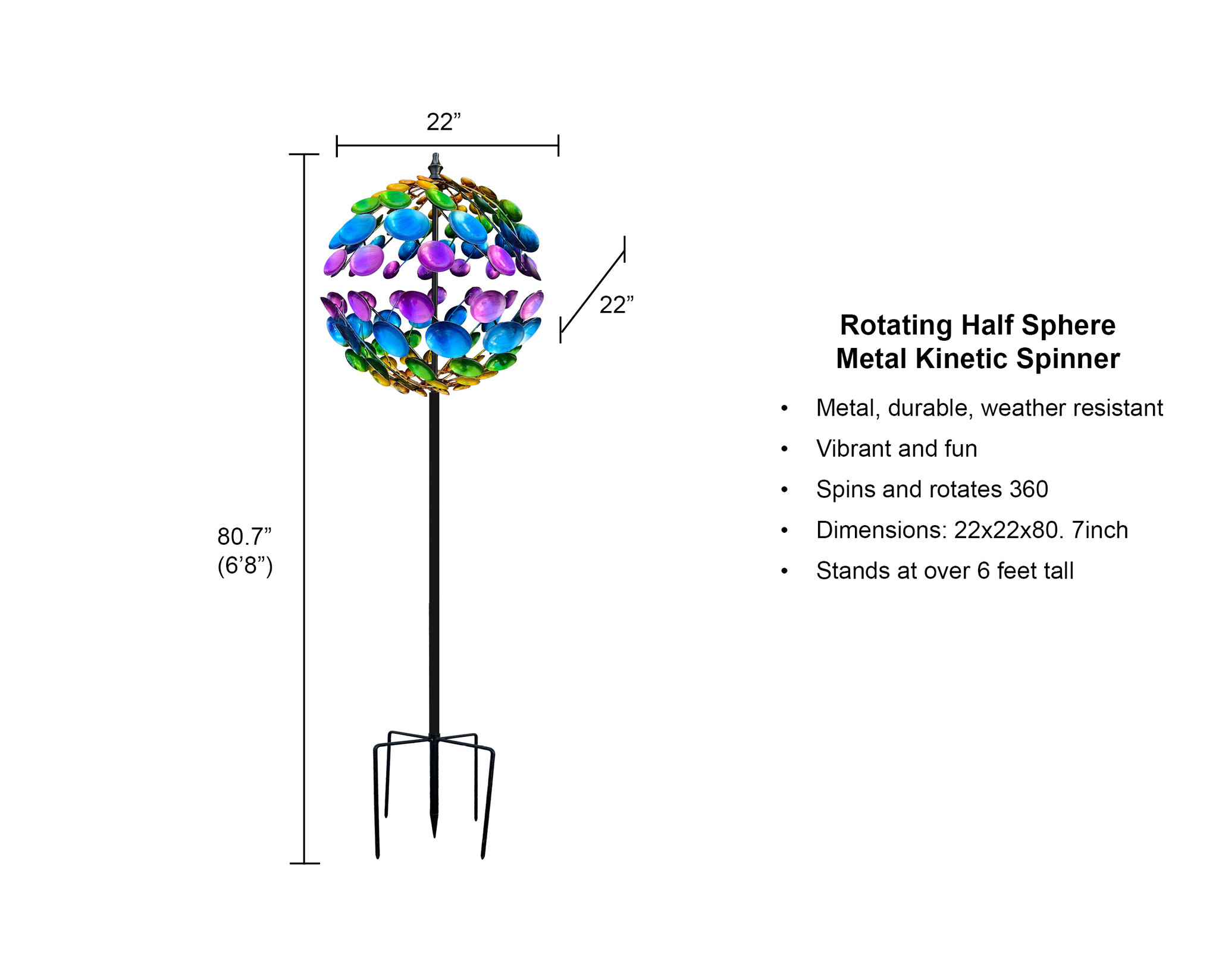 Colorful Painted Metal Sphere Kinetic Wind Spinner Outdoor Garden ...