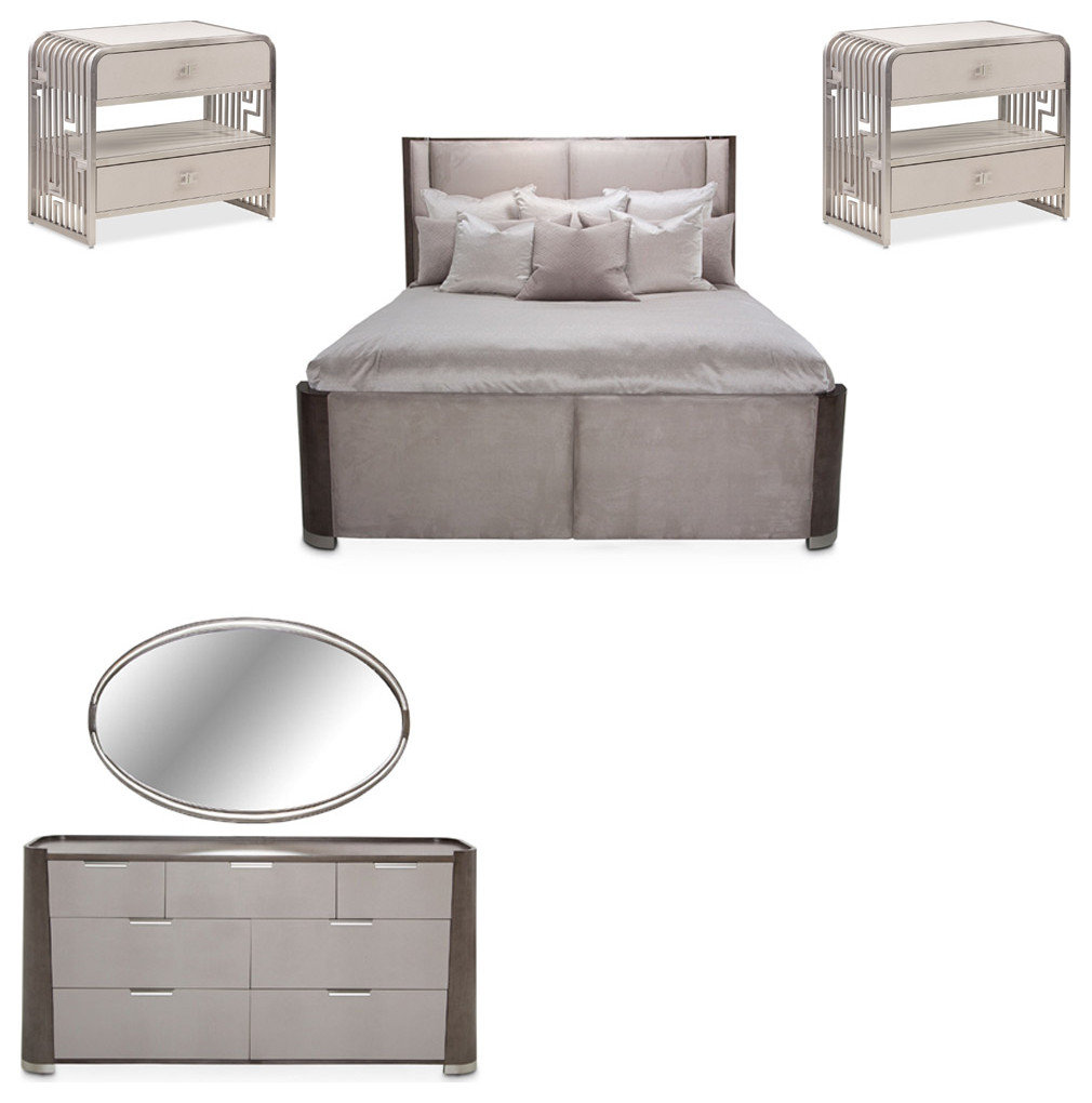 AICO Furniture Roxbury Park 5 Piece Queen Bedroom Set - Contemporary ...