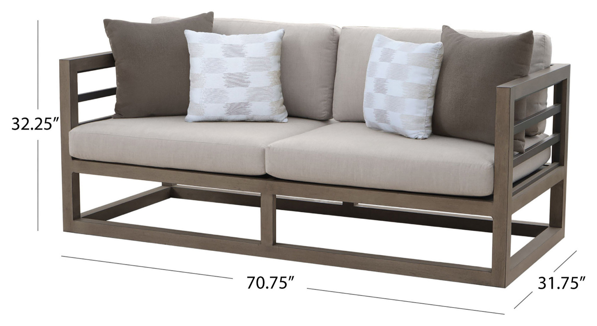 Cape Outdoor Sofa With Sunbrella Fabric, Gray - Transitional - Outdoor ...