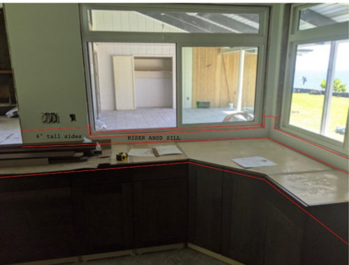 kitchen countertops and window sills