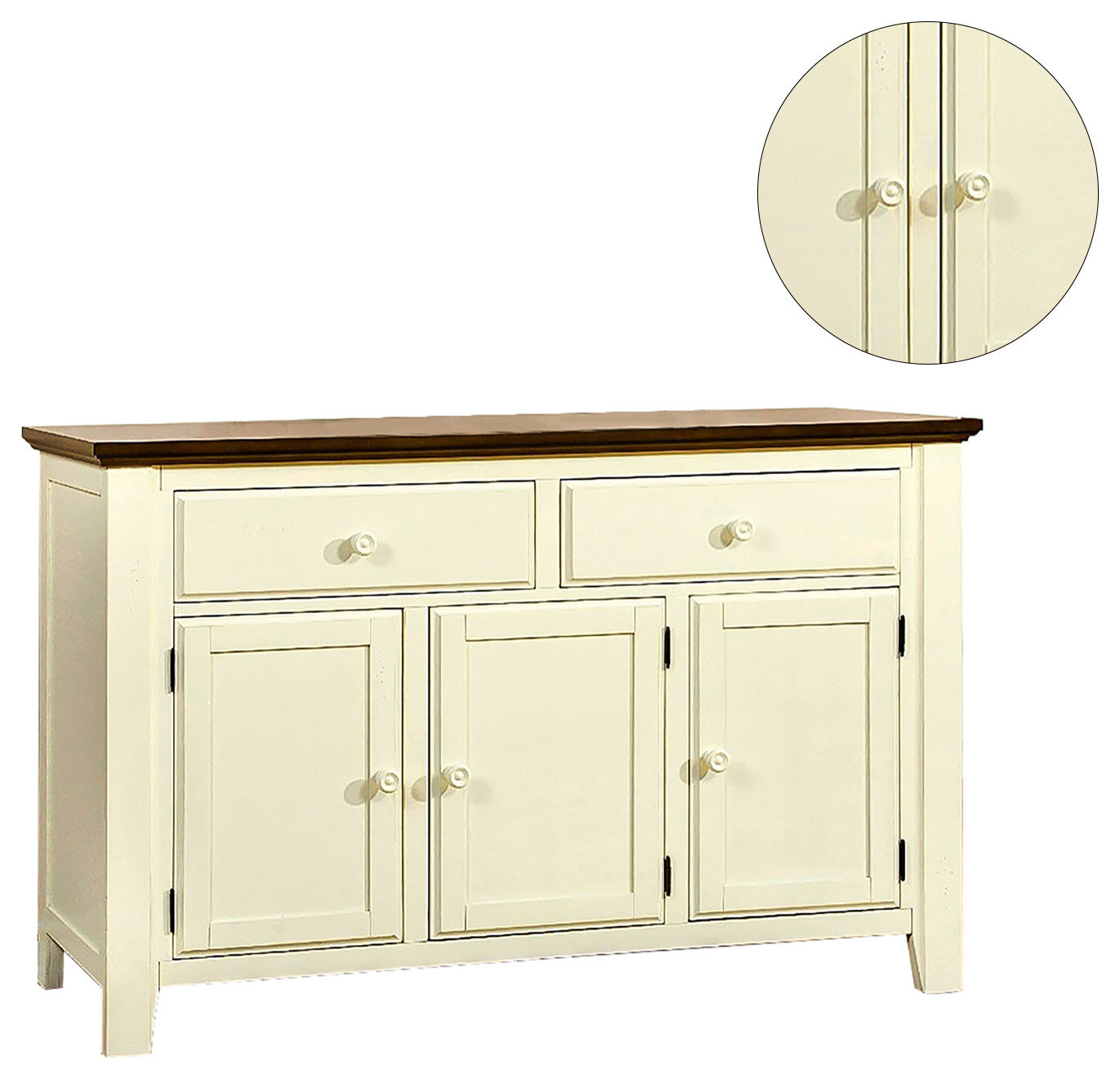 Dining Room Server, Vintage White and Dark Oak - Farmhouse - Buffets ...