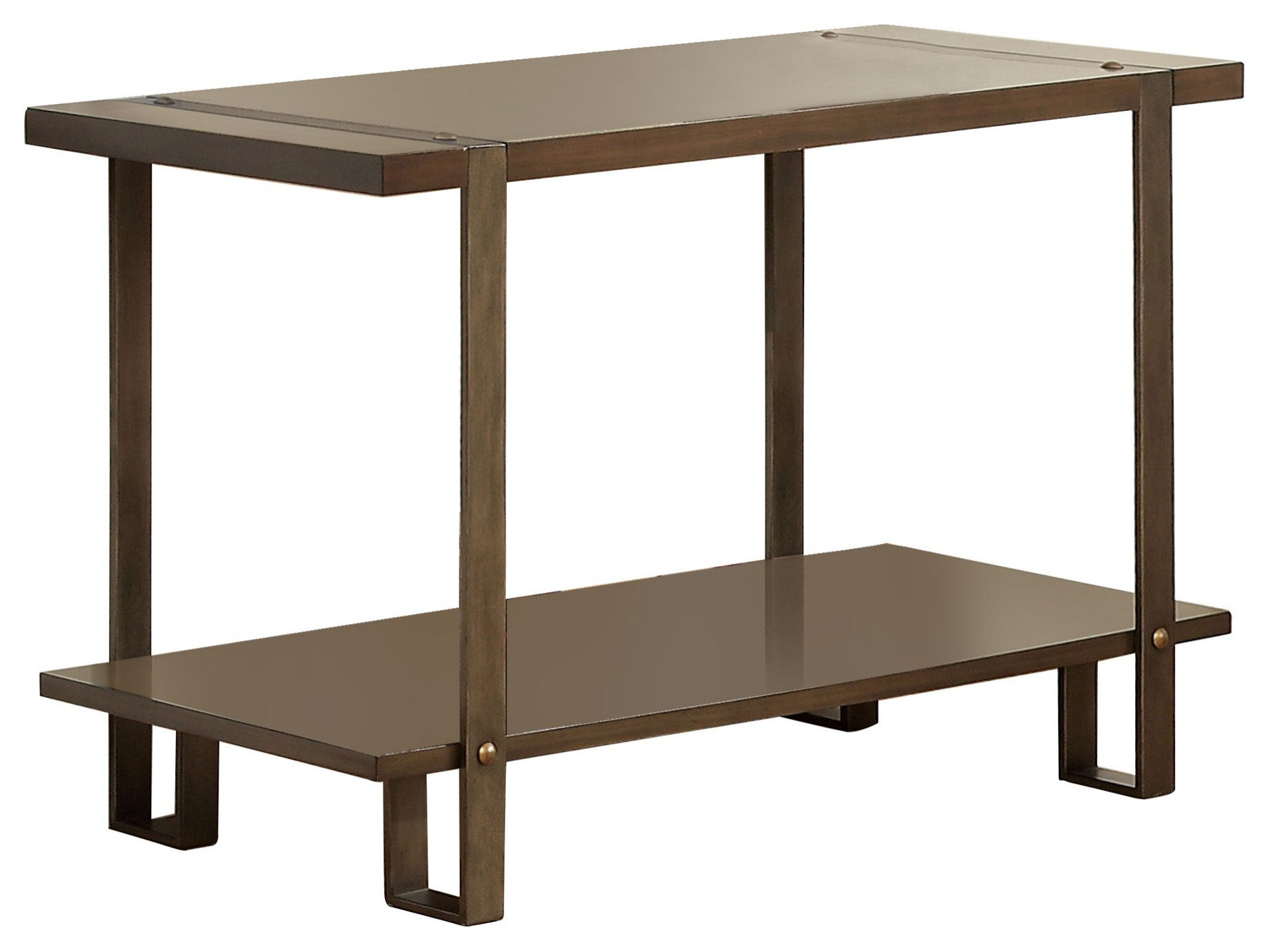 Rustic Console Table, Square Metal Legs With Dark Oak Finished Top ...