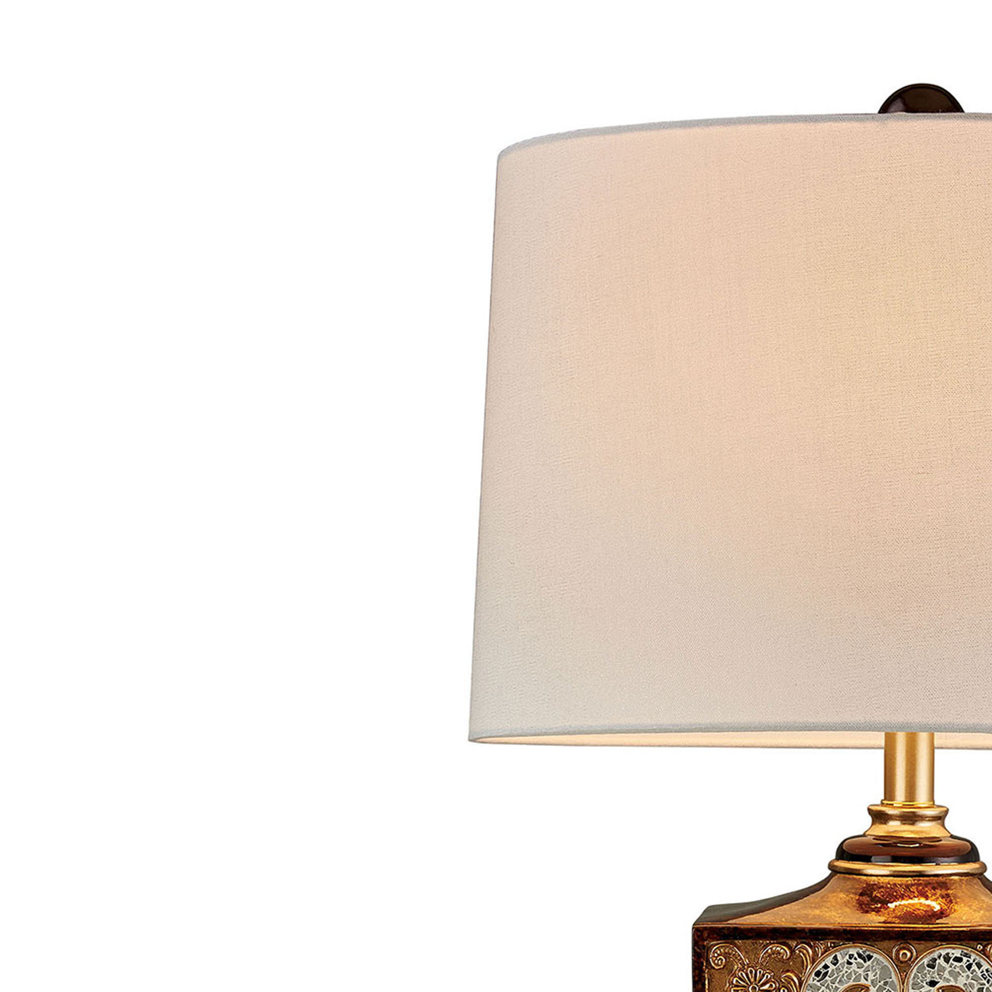 Table Lamp with Trophy Shaped Base and Engraved Details, Gold and Brown ...