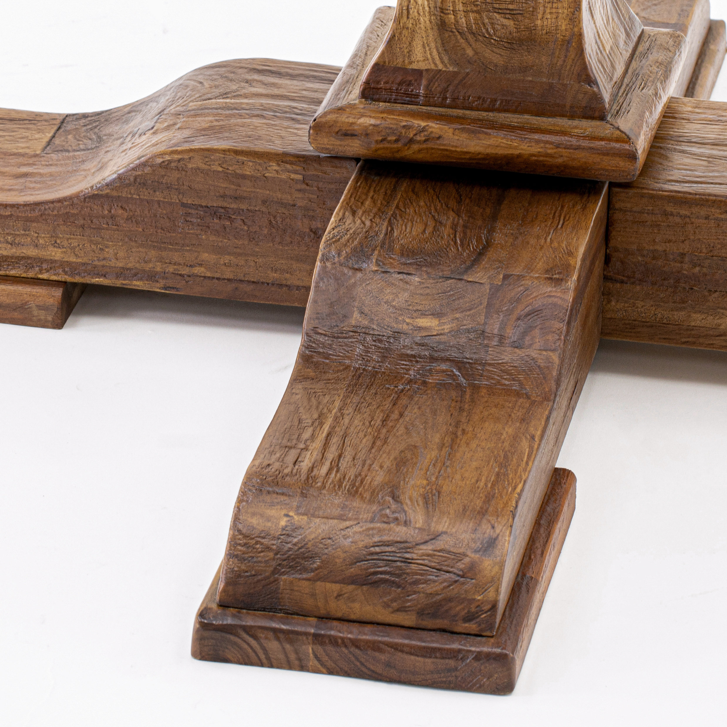 Round Dining Table, Rustic Rubberwood Table, Distressed Jacobean Finish ...