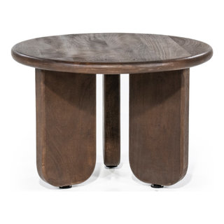 Round Brown Wooden Coffee Table, By-Boo Odin - Transitional - Coffee ...