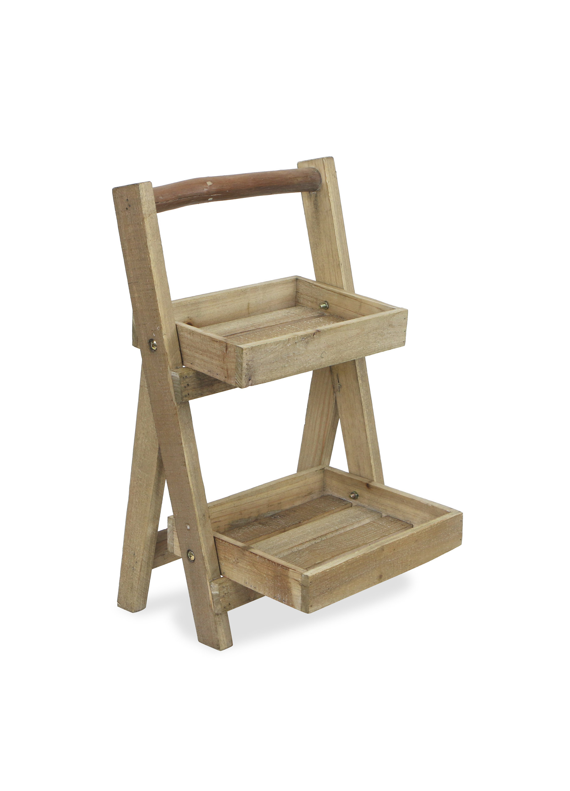 Alari 2 Tier Wood Folding Shelf Small - Farmhouse - Display And Wall ...