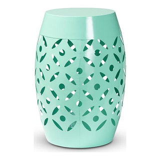 Hallie Modern and Contemporary Aqua Finished Metal Outdoor Side Table ...