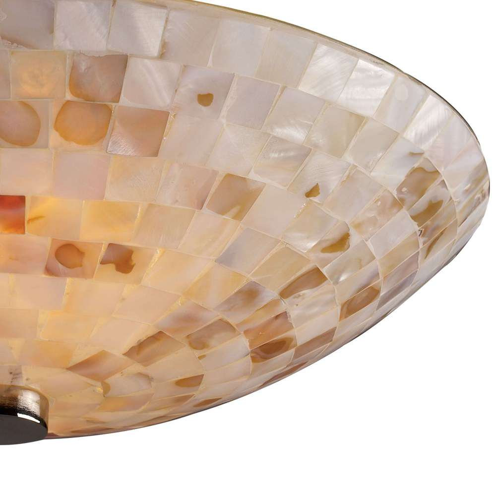 Boho Style 2-Light Geometric Style Flush Mount Gray Capiz Shells on ...