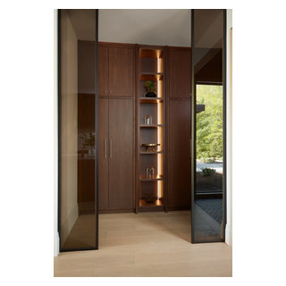 Luxurious Walnut Pantry with Open Display Shelving - Transitional ...