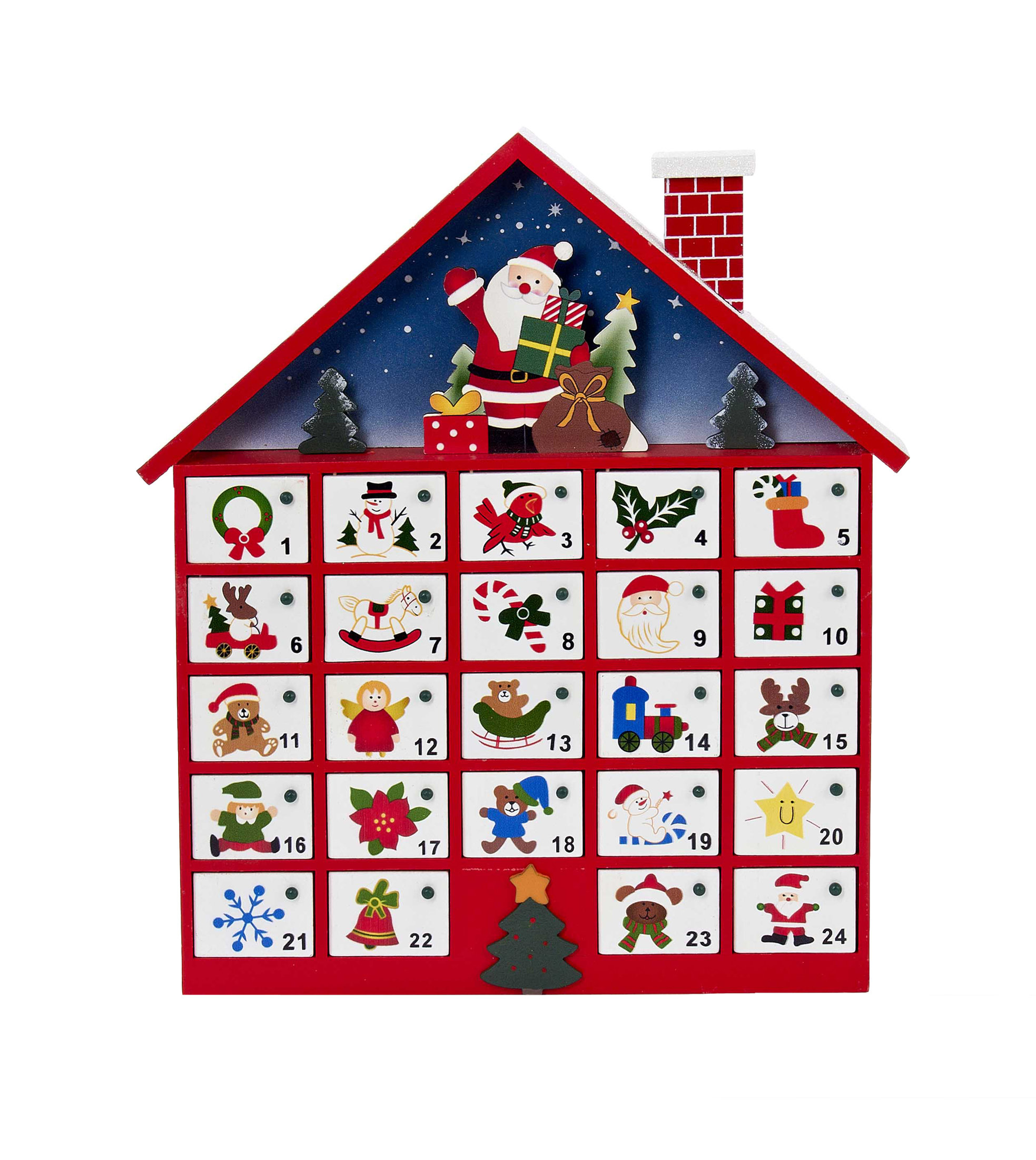 16" Wooden Advent Calendar - Contemporary - Holiday Accents And ...