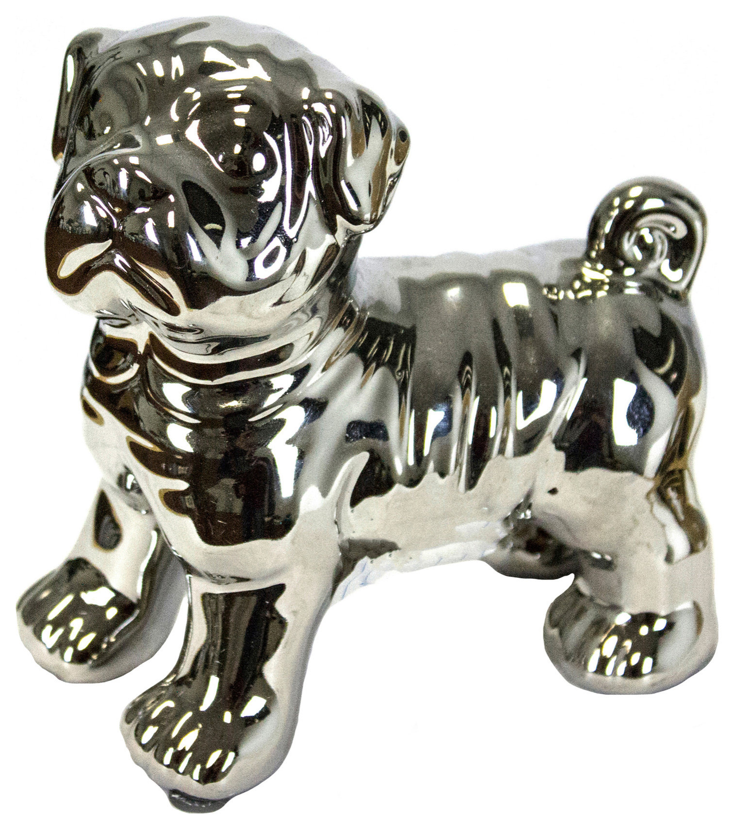 Ec, Silver Ceramic Pug Dog - Contemporary - Decorative Objects And ...
