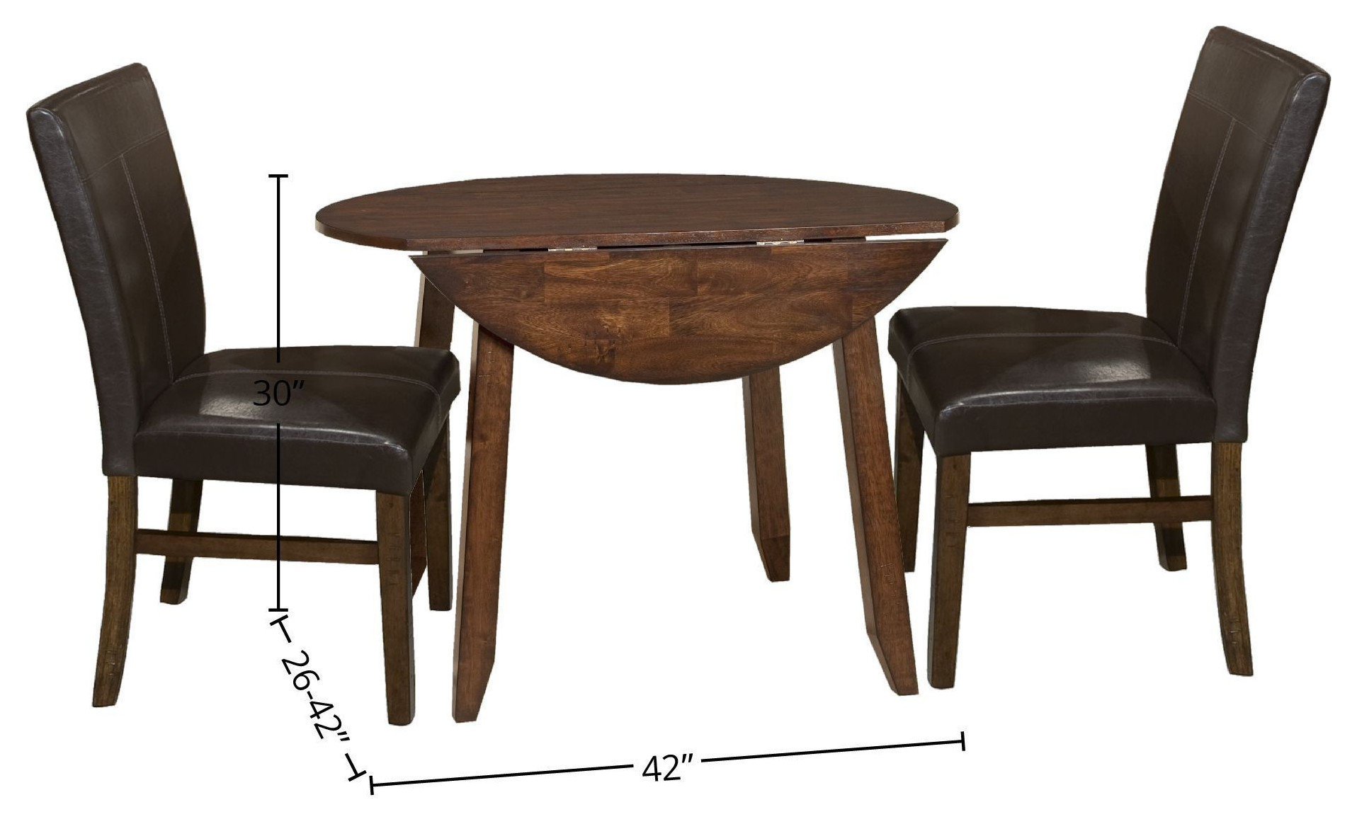 Kona 42" Wide Drop Leaf Dining Table, Raisin - Transitional - Dining ...
