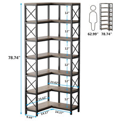 5 Tier Corner Bookshelf with RGB Light 66 Tall L Shaped Bookcase Industrial Bookcases by OneBigOutlet Houzz
