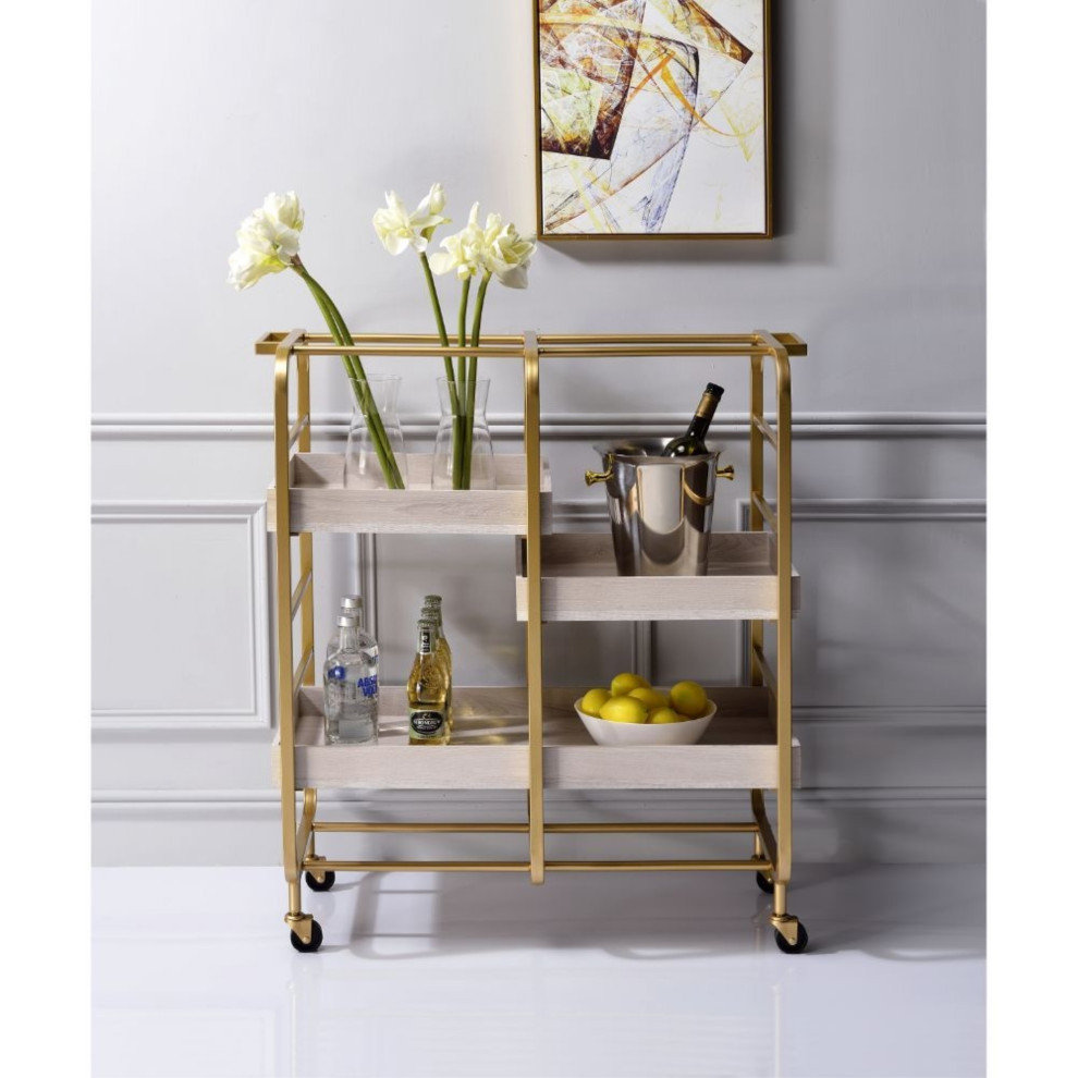 Ergode Serving Cart Gold & White-Washed - Contemporary - Bar Carts - by ...