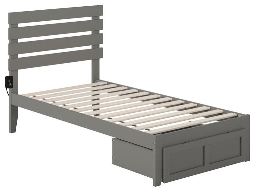 AFI Oxford Solid Wood Twin Bed with Foot Drawer with USB Charger in ...