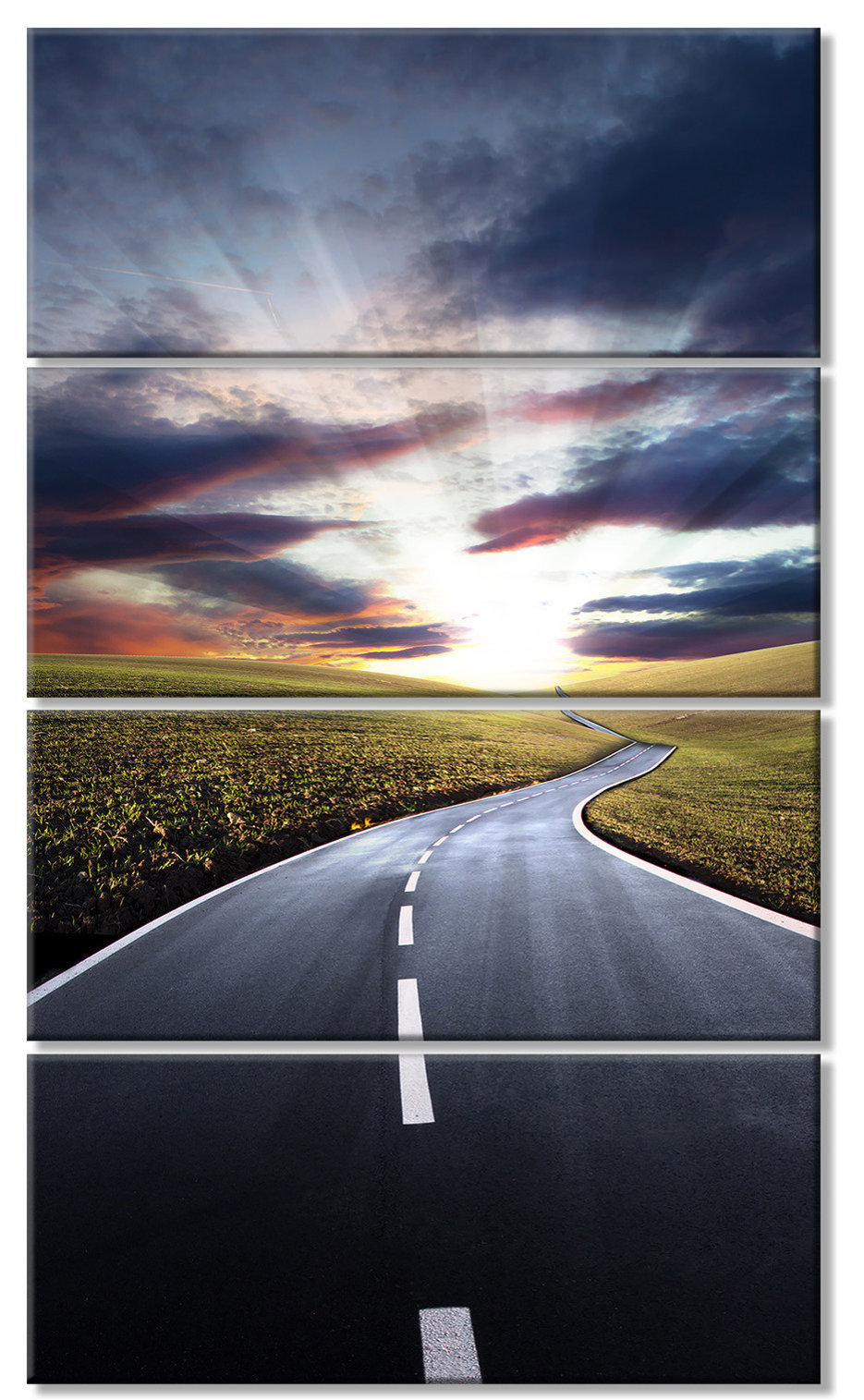 "Road to Hills Under Clouds" Landscape Photo Metal Wall Art, 28"x48" 4 ...