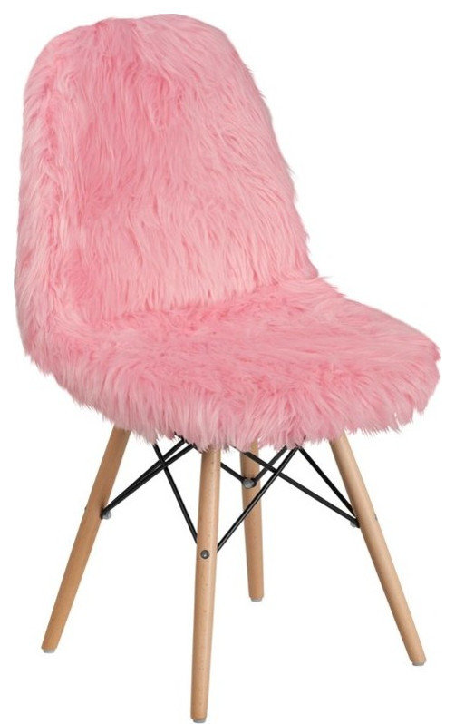Shaggy Dog Light Pink Accent Chair - Midcentury - Dining Chairs - by ...