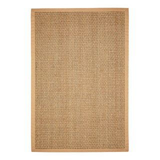 "Optimum" Seagrass Rug - Sage/Khaki, Handcrafted, Cotton Border, 9' X ...