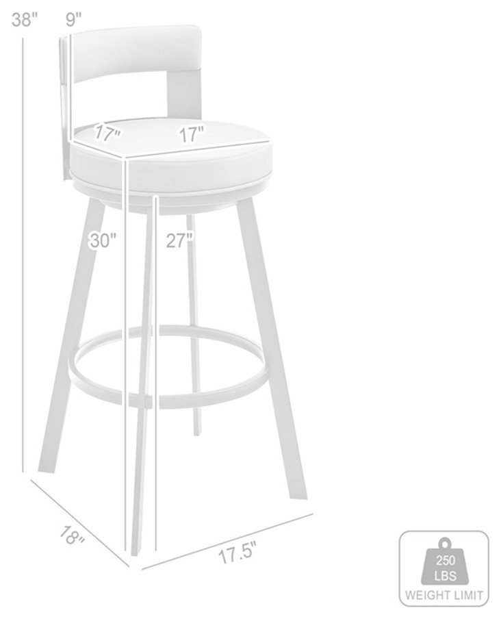 Armen Living Flynn 30" Swivel Metal & Faux Leather Bar Stool in Brown ...