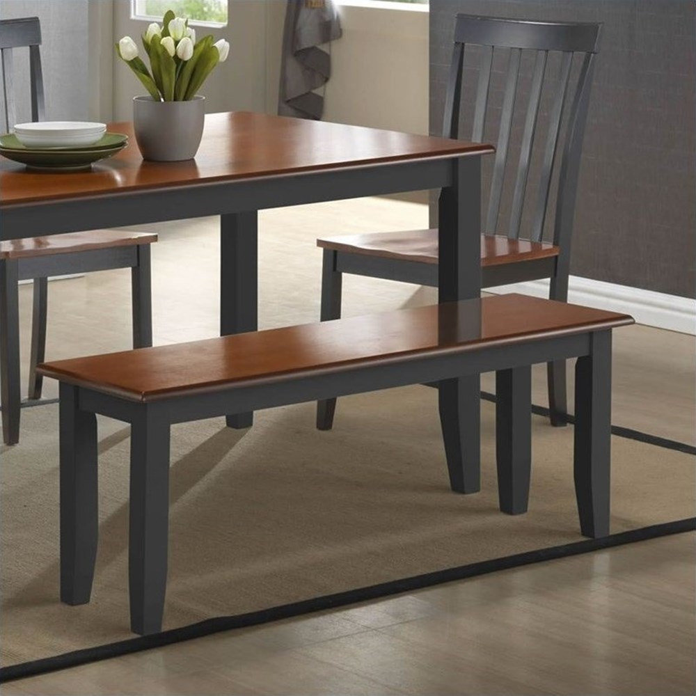 Bowery Hill 18" Backless Farmhouse Wood Bench in Black/Cherry ...