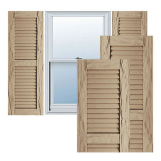 Rustic 2 Equal Louver Faux Wood Shutters, Per Pair, 12x86" - Rustic ...