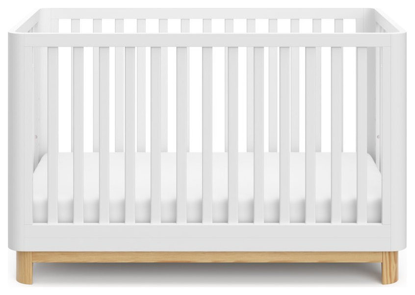Storkcraft Santos 3-in-1 Convertible Crib (White with Natural ...