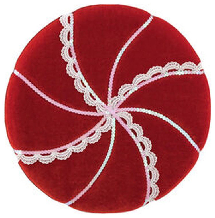 December Diamonds Candy Cane Lace 12.5" Red/Lace Round Candy ...