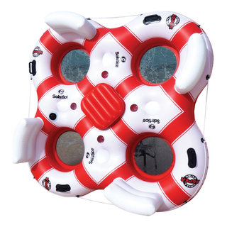 78-Inch White and Red Solstice Super Chill Quarto Swimming Pool Float ...