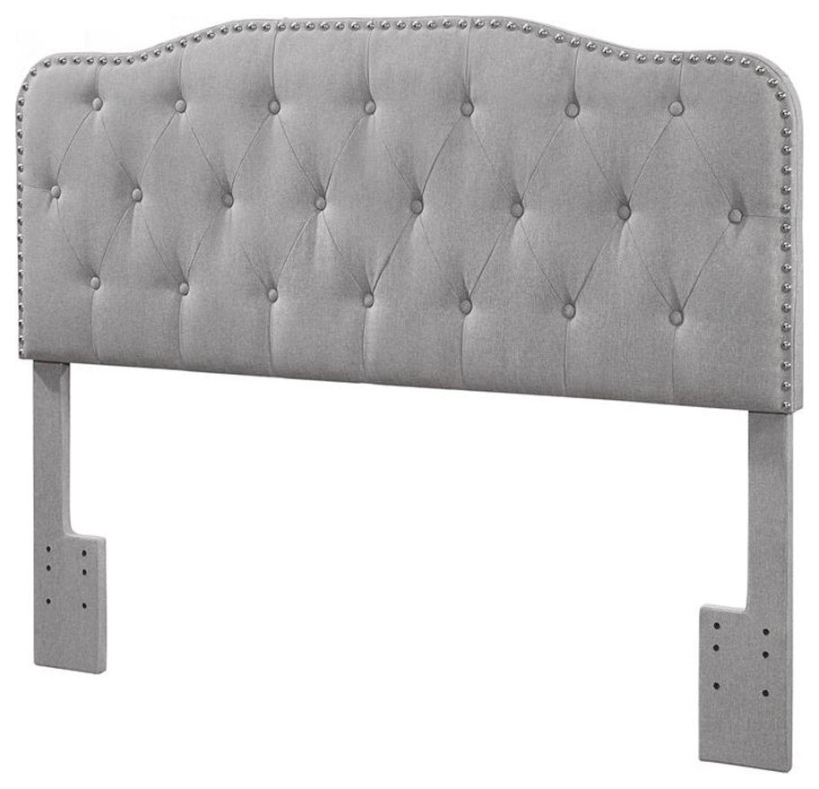 Tufted Gray Linen Headboard for Queen and Full Bed - Transitional ...
