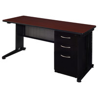 Fusion 66"X24" Single Pedestal Desk, Mahogany - Transitional - Desks ...