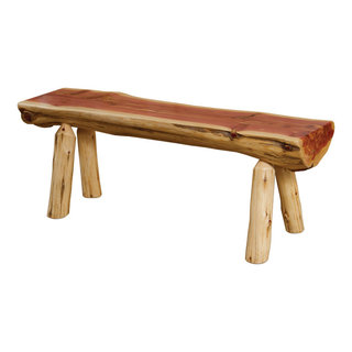 Red Cedar Half-Log Bench, 2 Foot - Rustic - Dining Benches - by ...