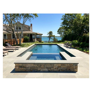 Ocean Blue Pebble Sheen w/ Rodio Tile - Beach Style - Pool - Boston ...