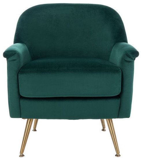 Rena Mid Century Arm Chair Emerald/ Brass - Midcentury - Armchairs And ...