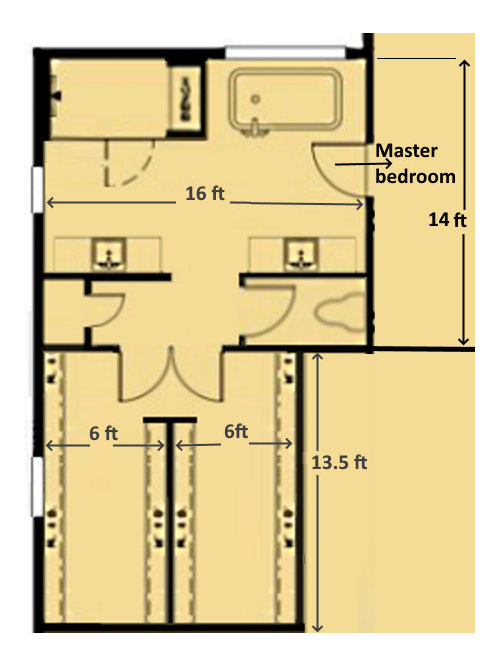 Designing a master bathroom with separate walk-in closets