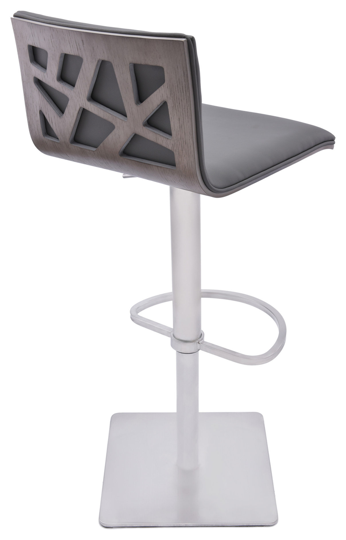 Crystal Adjustable Height Swivel Grey Faux Leather and Grey Walnut Bar ...