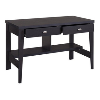 Folio Dark Brown Engineered Wood 2-Drawer Desk with Lower Shelves ...