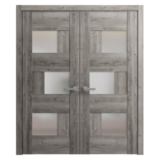 Interior French Double Doors Frosted Glass|Sete 6933 Nebraska Grey, 72 ...