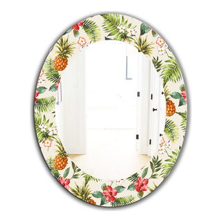 Designart Tropical Mood Foliage 16 Bohemian Frameless Oval Or Round ...