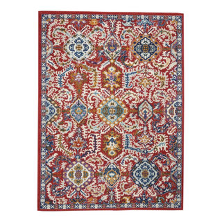 Nourison Passion Transitional Red Multi Colored Rug PSN32, 3'9"x5'9 ...