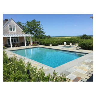 French Grey Pebble Sheen w/ 1" Glass Tile - Pool - Boston - by Atlantic ...
